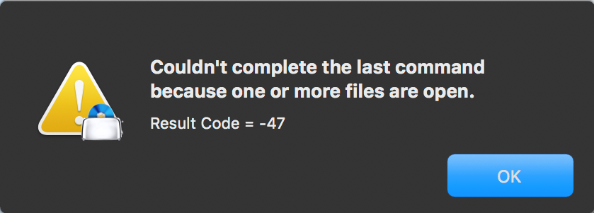 KB Corel: Roxio Toast: Disc burning is interrupted with error "One or more files are open" or ...